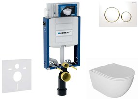 Geberit Kombifix - Set předstěnové instalace, klozetu Oudee a sedátka softclose, tlačítko Sigma20, bílá/pozlacená SANI15CA3122