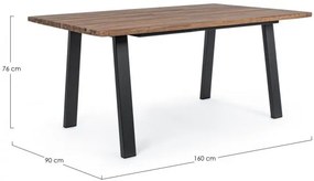 BIZZOTTO Zahradní jídelní stůl OSLO 160x90 cm s černými nohami 0806908