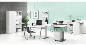 PLAN Kancelářský pracovní stůl DOUBLE LAYERS, s přepážkami, bílá