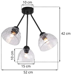Stropní svítidlo Venice, 3x čiré skleněné stínítko