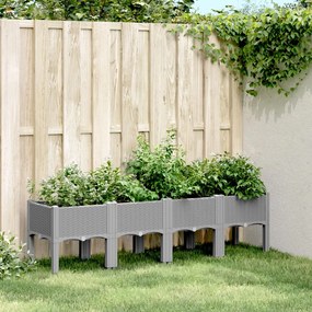 vidaXL Zahradní truhlík s treláží světle šedý 160 x 40 x 42 cm PP
