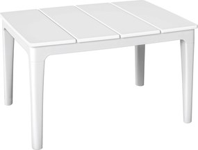 Outsunny venkovní konferenční stolek s válcovými nohami, obdélný PP plastový stolek, moderní — 53 × 70 × 39 cm, krémový