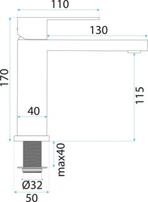 Rea Arlo, umyvadlová baterie h-170, zlatá matná, REA-B0976