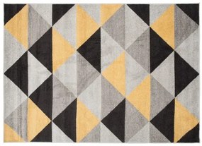 Kusový koberec LAZUR C945C Geometrický šedý žlutý Rozměr: 200x290 cm
