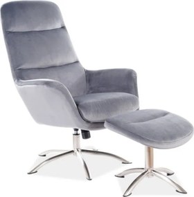 Casarredo - Komfort nábytek Designové otočné křeslo NIXON s podnožkou, VELVET šedá/leštěná ocel
