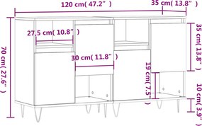 vidaXL Příborníky 2 ks kompozitní dřevo [3190128] Barva: šedá sonoma