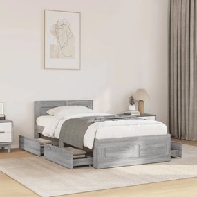 Rám postele s čelem betonově šedý 75 x 190 cm kompozitní dřevo 3295621