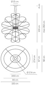 Axolight Hoops 6, bílé závěsné designové svítidlo, 2x17,5W LED 3000K stmívatelné, prům. 100cm, výška 100cm