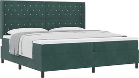 Postel s boxspringem s matrací Tmavě zelená 200 x 200 cm samet 3341975