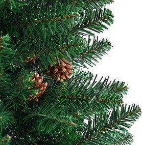 Úzký vánoční stromek pravé dřevo a šišky zelený 180 cm PVC 320958