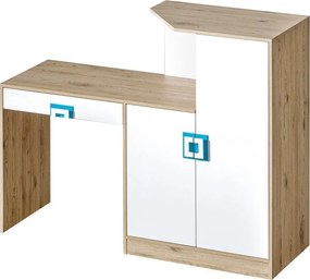 Casarredo - Komfort nábytek Dětský psací stůl NIKO 11 s komodou, dub jasný/bílá/tyrkys