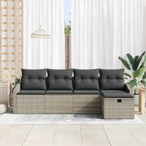 Set pohovek 5 ks Světle šedá polyratan 3359261