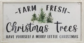 Dekorační bílá nástěnná cedule Christmas Trees – 61*2,5*30,5 cm