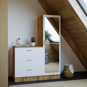 Komoda se zrcadlem Coco White and Atlantic Pine