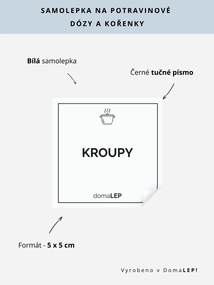 KROUPY – bílá samolepka na dózu, tučné písmo, 5 × 5 cm | DomaLEP
