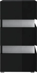 Noční stolek s LED lesklý černý 45x35x67 cm kompozitní dřevo 326847