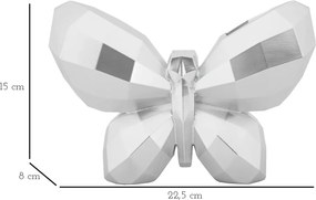 Designová váza Butterfly 22 cm stříbrná