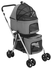 2patrový skládací kočárek pro psa šedý 83 x 48 x 97 cm oxford 172205