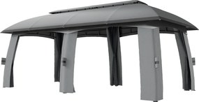 Outsunny pavilon, párty stan, s moskytiérou, větrnou střechou, pro až 15 osob, tmavě šedá, 3 x 6 x 3 m