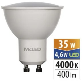LED žárovka GU10 McLED 4,6W (35W) neutrální bílá (4000K), reflektor 100° ML-312.149.87.0