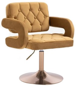 LuxuryForm DESIGN Židle ADRIA VELUR na zlatém talíři - medová