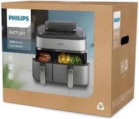 Philips 5000 series NA555/00 stříbrno-černá / Horkovzdušná fritéza / 2