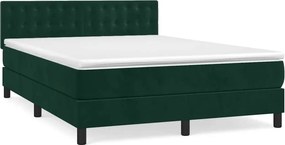 Box spring postel s matrací tmavě zelená 140x200 cm samet 3141548