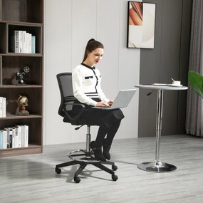 Kancelářská ergonomická otočná židle Vinsetto s nastavitelnou výškou a podnožkou kovová 59,5x60x102,5-126cm