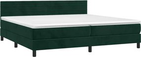 Box spring postel s matrací a LED tmavě zelená 200x200 cm samet 3134486