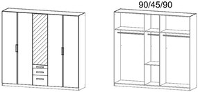 Šatní skříň Altona, 226 cm, dub riviera/tmavě šedá