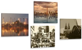 Set obrazů průmyslové město s abstrakcí Varianta: 4x 40x40