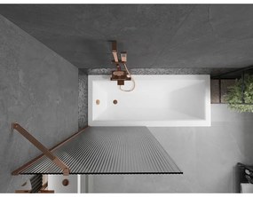 Mexen Next, vanová zástěna 1-křídlová 80 x 150 cm, fixní křídlo, 6 mm sklo s pruhy, růžové zlato profil, 895-080-000-00-09-60