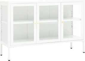 Příborník bílý 105 x 35 x 70 cm ocel a sklo 336068