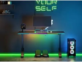 ULTRADESK Iron černá / Herní stůl / 132.5 x 60.5 x 71 - 81 cm / nastav