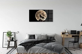 Obraz na skle wolf moon 100x50 cm