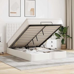 Osmanský rám postele s matrací bílý 140x190cm umělá kůže 3313851
