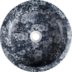 Sapho Sapho, PRIORI keramické umyvadlo na desku Ø 41 cm, modrá se vzorem, PI038