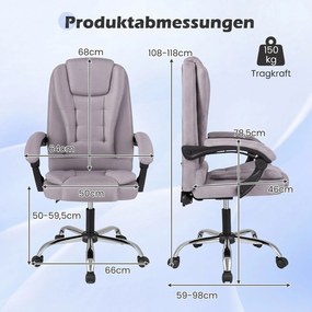 Costway Ergonomická manažerská židle s kolečky, nastavitelnou výškou – šedá