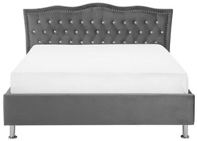Tmavě šedá sametová postel 140 x 200 cm METZ Beliani