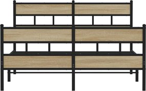 Kovový rám postele bez matrace dub sonoma 150 x 200 cm 3308470