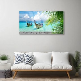 akrylový obraz Loďky Moře Krajina 100x50 cm
