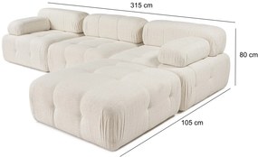 Hannah Home Krémová rohová pohovka DOBLO s lenoškou vlevo 560ARE1235
