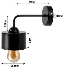 BERGE Nástěnná lampa 1x E27 HRNEK ČERNÝ