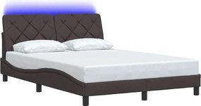 Rám postele s LED bez matrace Tmavě hnědá 120x200 cm Látka 3310660