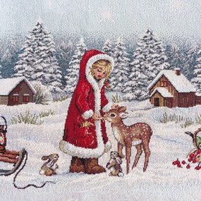 VÁNOČNÍ GOBELÍNOVÝ BĚHOUN NA STŮL SNOW 50X110 CM VZOROVANÁ