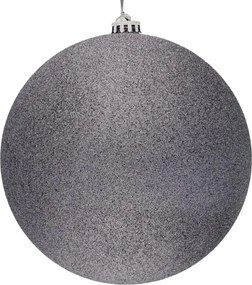 Velká vánoční ozdoba šedá glitter 30 cm plastová koule