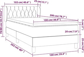 Box spring postel s matrací černá 100x200 cm samet 3127657
