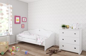 BabyBeds Dětská postel ZUZANA srdíčka 200x90 Barevné provedení: Bílá, Úložný prostor: Ne, bez úložného prostoru Bílá