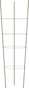 Opory pro zahradní rostliny se 4 kroužky 5 ks zelené 90 cm ocel 319375