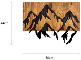 Nástěnná dekorace 58x44 cm hory dřevo/kov